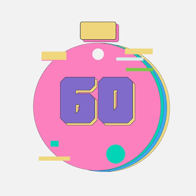Vibrant Stopwatch Design with Bold '60' Display | Jiffy Designs