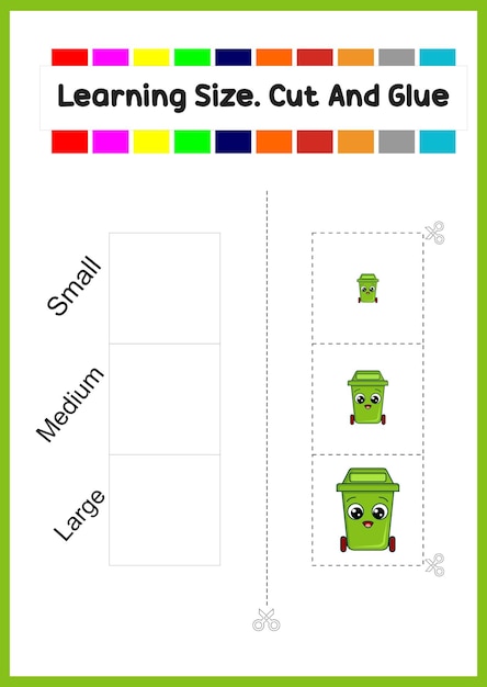 Colorful Learning Sizes: Cut and Glue Activity | Jiffy Designs