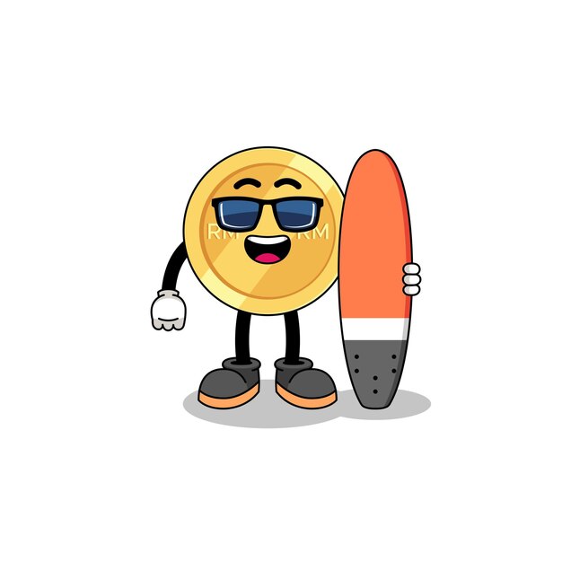 Cheerful Emoji Surfer Holding Vibrant Surfboard | Jiffy Designs