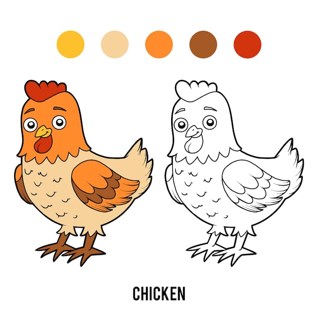 Vibrant Cartoon Chicken with Color Palette | Jiffy Designs