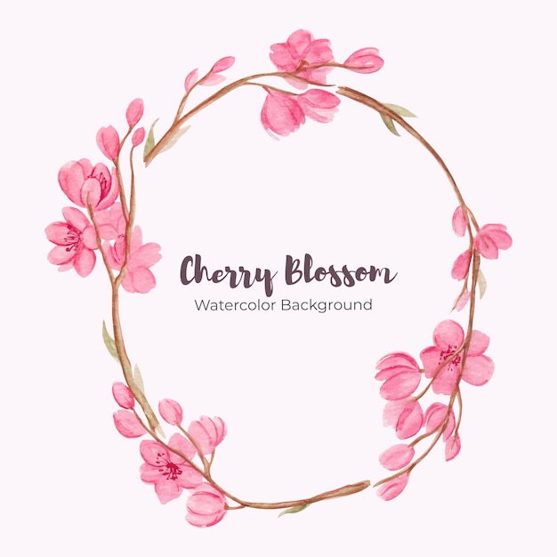 Delicate Cherry Blossom Wreath with Watercolor Flowers | Jiffy Designs
