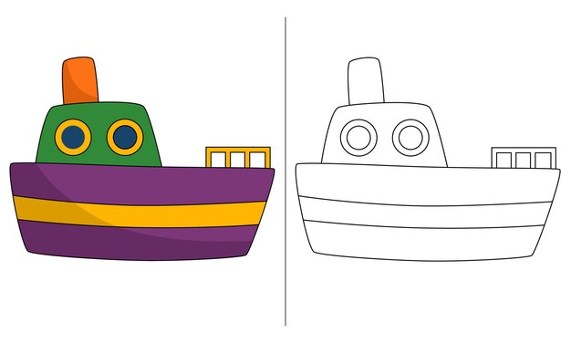 Vibrant Cartoon Tugboat with Playful Design | Jiffy Designs
