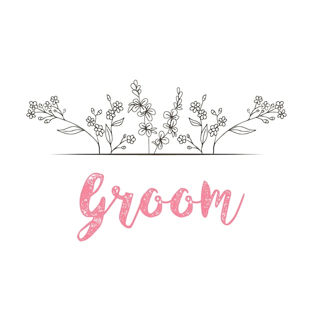 Delicate Floral Design with Charming 'Groom' Text | Jiffy Designs