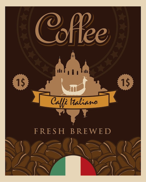 Vintage Italian Coffee Cafe Poster with Iconic Cityscape | Jiffy Designs