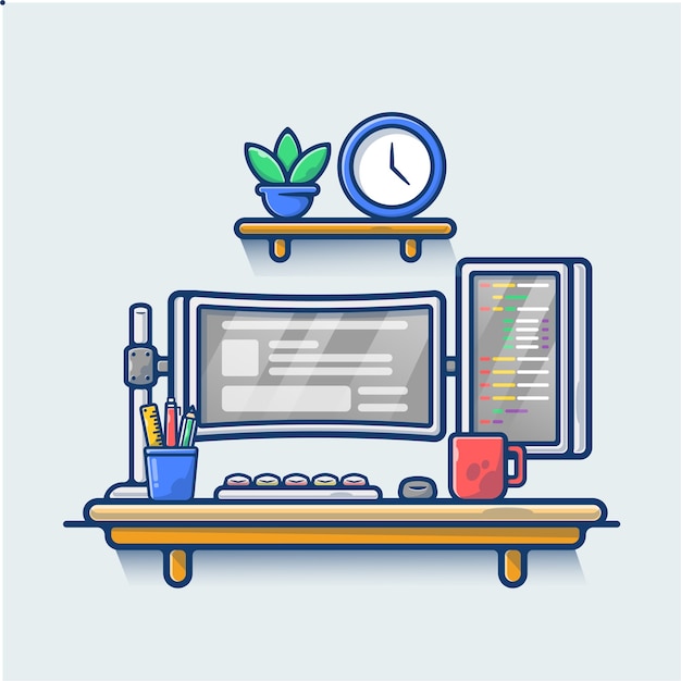 Vibrant Workspace with Productivity Icons | Jiffy Designs