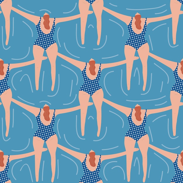 Retro Swimsuit Silhouettes: A Playful Pattern of Vintage Beach Style ...