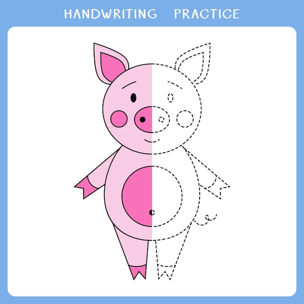 Adorable Dotted Pig for Handwriting Practice | Jiffy Designs