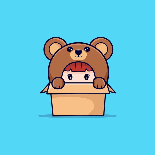 Adorable Bear Peeking Out of Cardboard Box | Jiffy Designs