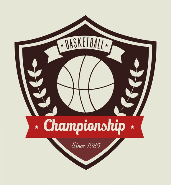 Vintage Basketball Championship Shield with Laurel Wreath | Jiffy Designs