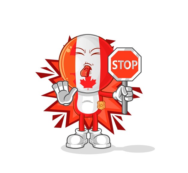 Patriotic Stop Sign Character Waving Canadian Flag | Jiffy Designs
