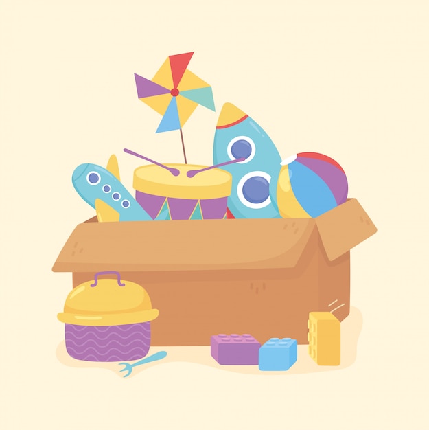 Vibrant Playtime Toys Spilling from Cardboard Box | Jiffy Designs