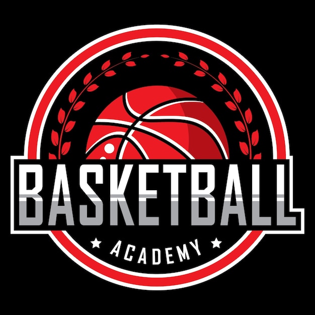 Vibrant Basketball Academy Logo Emblem with Laurel Wreath | Jiffy Designs