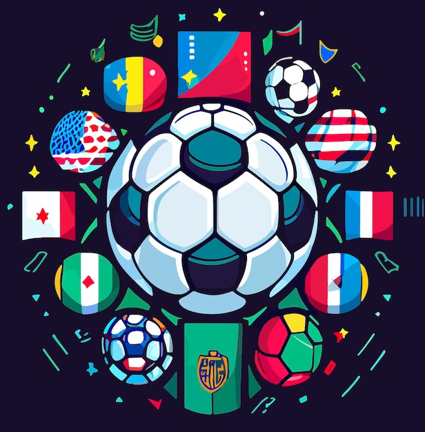 Vibrant Soccer Ball Surrounded by International Flags | Jiffy Designs