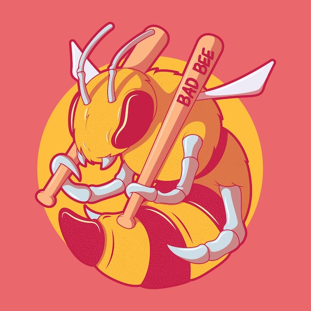 Energetic Bee Mascot Wielding a Baseball Bat | Jiffy Designs