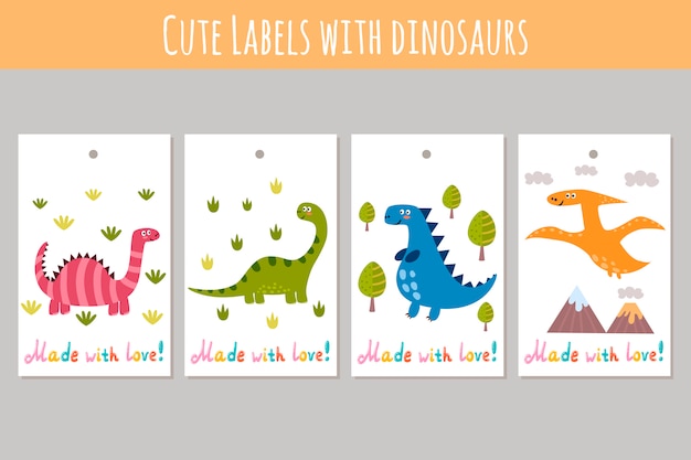 Vibrant Dinosaur Labels with Playful Illustrations and Heartwarming ...