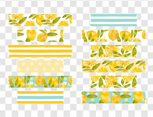 Vibrant Lemon Slice Collage with Striped Accents | Jiffy Designs
