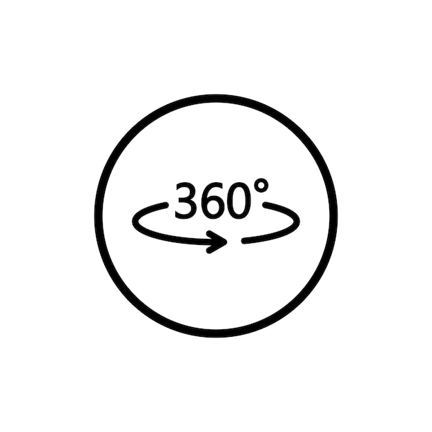 360 Degree Rotation Symbol in Simple Black and White | Jiffy Designs