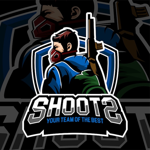 Competitive Gaming Logo: Skilled Shooter in Action | Jiffy Designs