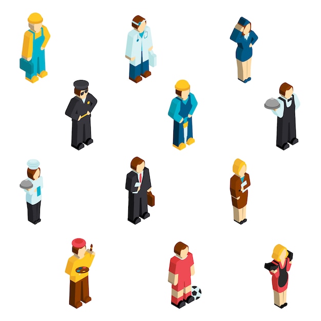 Diverse Collection of Stylized Human Figures in Isometric Design ...