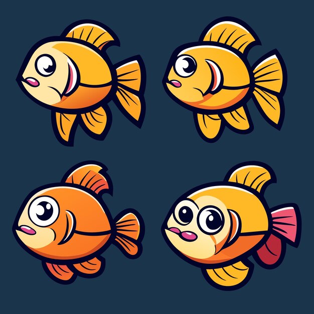 Charming Collection of Whimsical Cartoon Fish Illustrations | Jiffy Designs