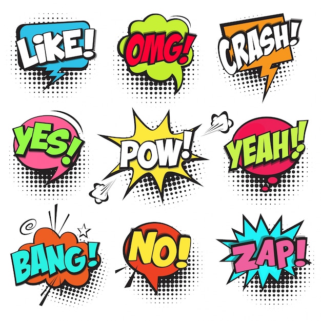 Vibrant Comic Book Exclamations: A Lively Explosion of Emotions | Jiffy ...