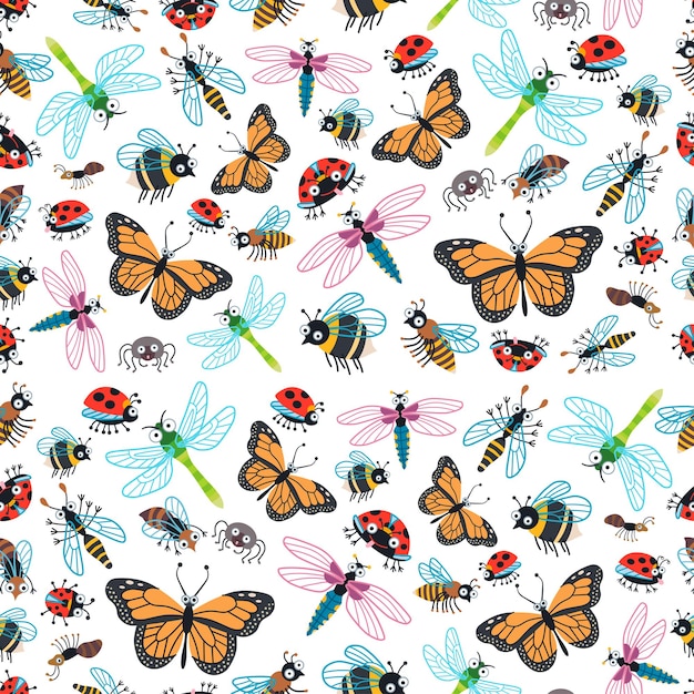 Vibrant Insect Motif with Butterflies and Bugs | Jiffy Designs