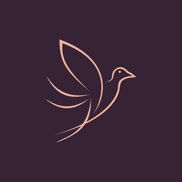 Minimalist Dove Outline in Peach on Deep Purple Background | Jiffy Designs