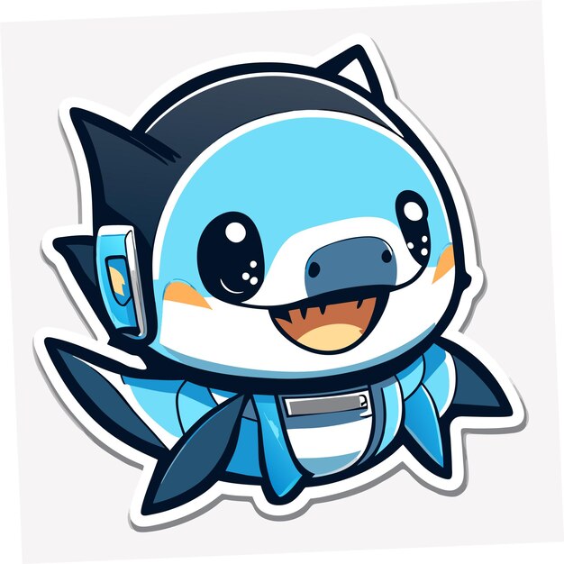 Adorable Anime-Style Shark Character with Scarf | Jiffy Designs