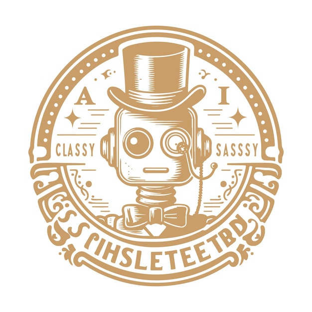 Classy and Sassy Vintage Robot Emblem | Jiffy Designs