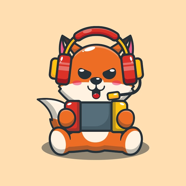 Cute Gamer Fox with Headphones and Controller | Jiffy Designs