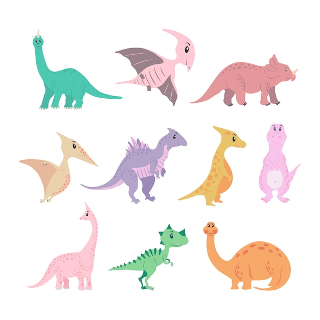 Vibrant Prehistoric Pals: A Colorful Collection of Cute Dinosaurs ...