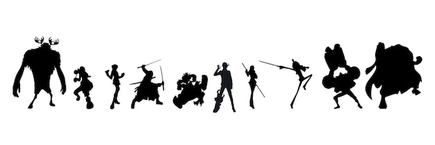 Diverse Silhouette Collection of Iconic Fantasy Characters | Jiffy Designs