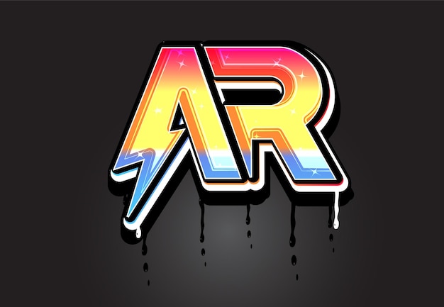 Vibrant Neon AR Logo with Dripping Paint Effect | Jiffy Designs