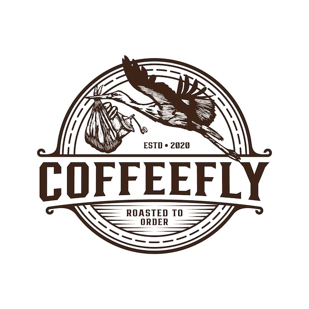 Vintage Inspired Coffee Logo with Playful Hummingbird Emblem | Jiffy ...