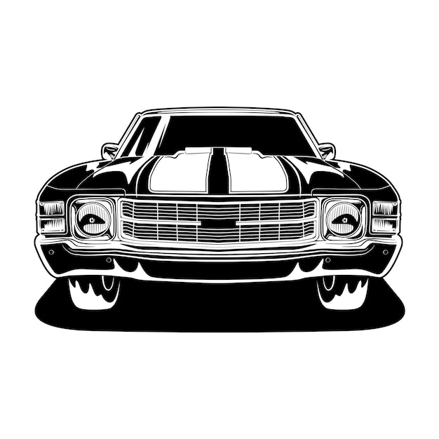Sleek and Powerful Classic Muscle Car in Striking Monochrome | Jiffy ...