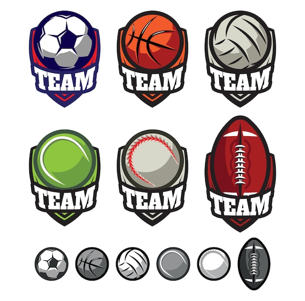 Diverse Sports Emblem Collection Featuring Team Logos and Equipment ...