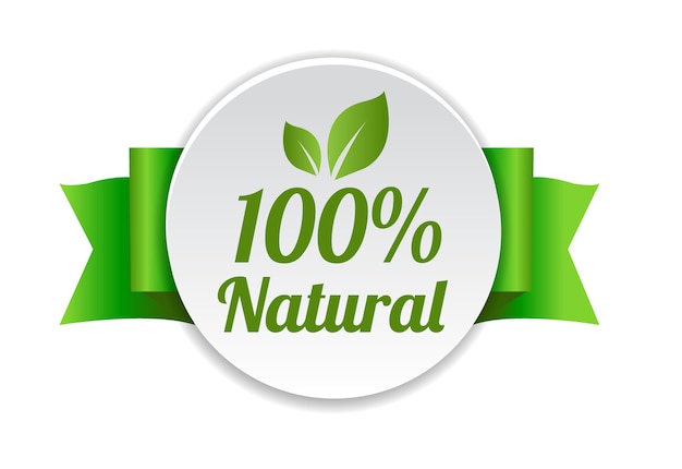Vibrant Green Leaf Badge with '100% Natural' Text | Jiffy Designs