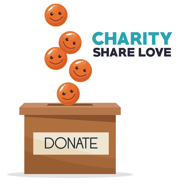 Charity Donation Box with Smiling Emoji Illustrations | Jiffy Designs