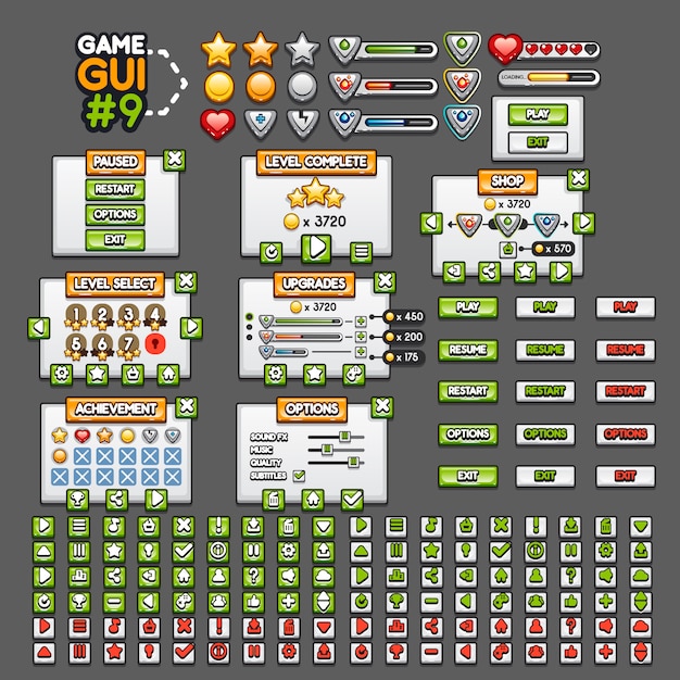 Comprehensive Collection of Vibrant Game Interface Elements | Jiffy Designs