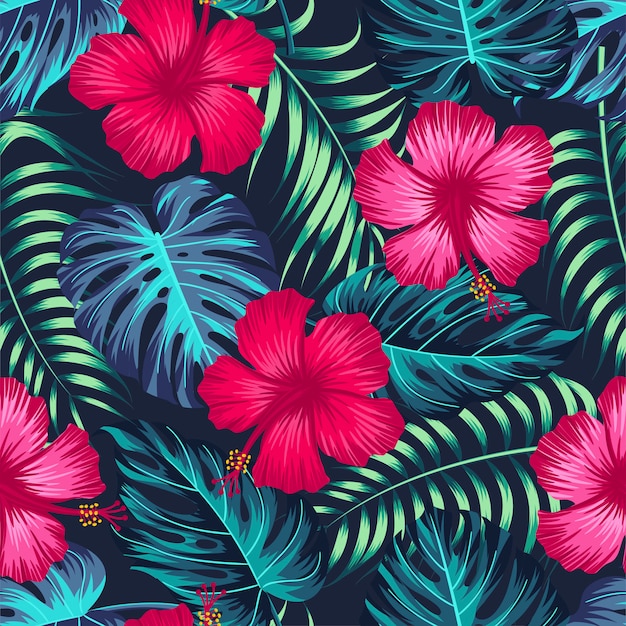 Vibrant Tropical Floral Pattern with Lush Foliage | Jiffy Designs