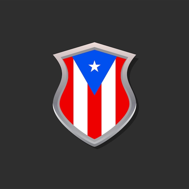 Vibrant Puerto Rican Flag Emblem on Metallic Shield | Jiffy Designs
