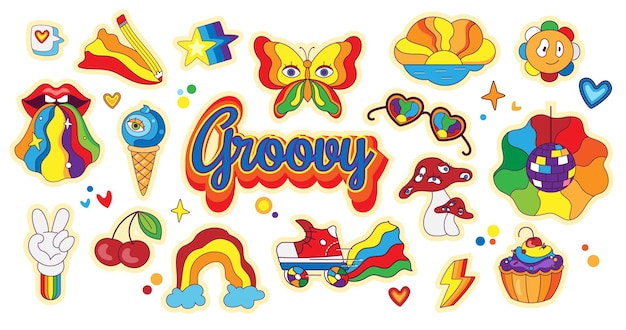 Vibrant Groovy Collection of Retro-Inspired Illustrations | Jiffy Designs