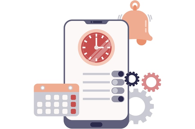 Smartphone with Clock, Gears, and Checklist - Productivity Concept ...