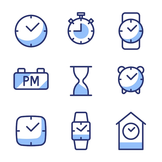 Diverse Time-Keeping Icons: Clocks, Watches, and Hourglasses | Jiffy ...