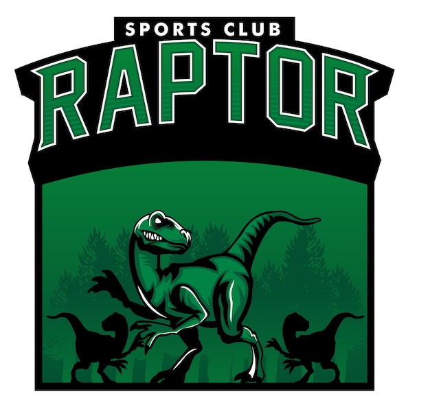Fierce Raptor Sports Club Logo with Dinosaur Silhouettes | Jiffy Designs