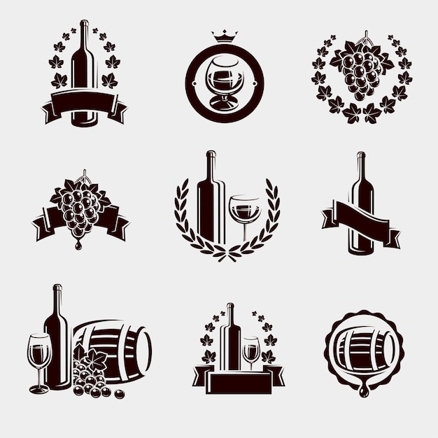 Elegant Wine and Vineyard Themed Emblem Collection | Jiffy Designs