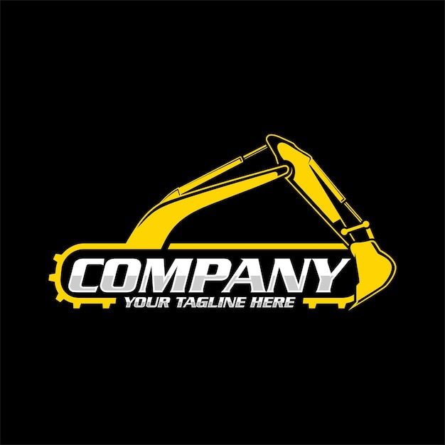 Powerful Excavator Silhouette with Bold Company Tagline | Jiffy Designs
