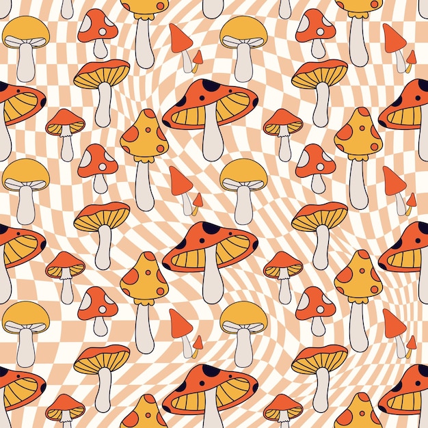 Vibrant Mushroom Motif in Whimsical Pattern | Jiffy Designs