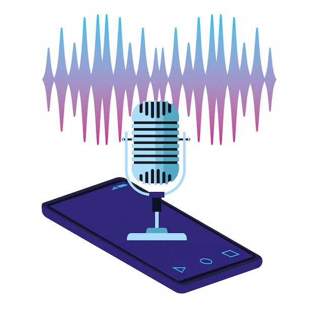 Retro Microphone on Smartphone with Dynamic Audio Visualization | Jiffy ...