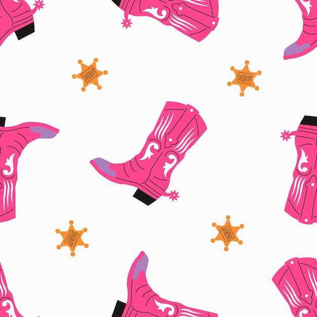 Vibrant Cowgirl-Inspired Icons and Symbols Seamless Pattern | Jiffy Designs